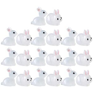 didiseaon 20pcs mini luminous rabbit miniature garden statue tiny easter bunny figurines glow in dark resin fairy gardens accessories for micro landscape cake decoration