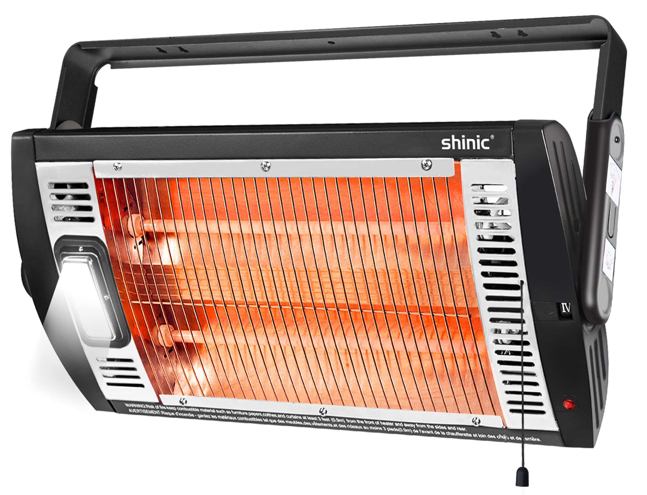 Electric Garage Heaters for Indoor Use, 1500W/750W Ceiling Mounted Radiant Quartz Heater with Work Light, 90° Rotation, 5 Mode Settings, Electric Heater for Garage, Shop, Patio Large Room