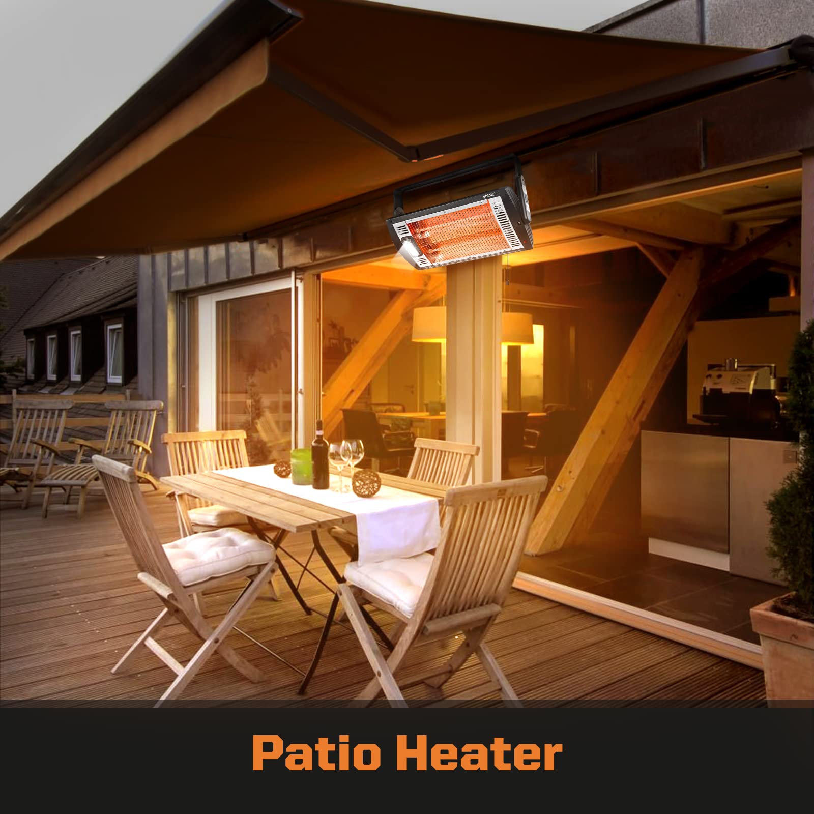 Electric Garage Heaters for Indoor Use, 1500W/750W Ceiling Mounted Radiant Quartz Heater with Work Light, 90° Rotation, 5 Mode Settings, Electric Heater for Garage, Shop, Patio Large Room