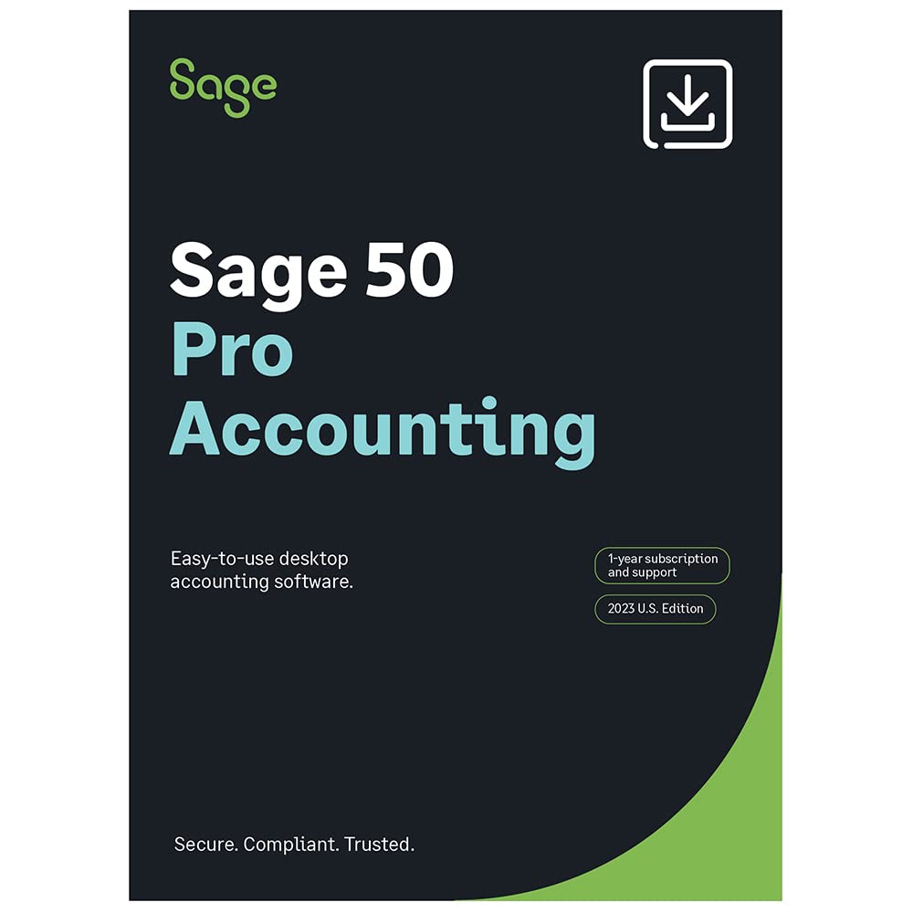 SAGE 50 PRO ACCOUNTING 2023 U.S, 1-YEAR SUBSCRIPTION (PC Download)