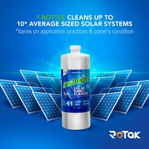 Rotak SolBright 4-in-1 Solar Panel Cleaner Concentrate For PV Solar Panels Spot Free Quick Dry Non-toxic Cleans Up to 10 Solar Systems (32 oz)