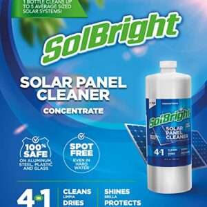 Rotak SolBright 4-in-1 Solar Panel Cleaner Concentrate For PV Solar Panels Spot Free Quick Dry Non-toxic Cleans Up to 10 Solar Systems (32 oz)