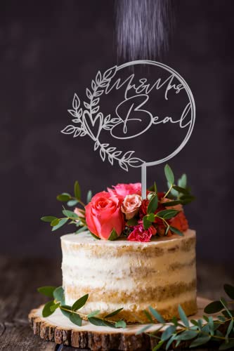 Rustic Wedding Cake Topper/Custom Script Cake Toppers for Wedding/Personalized Wedding Cake Topper/Mr and Mrs Cake Toppers