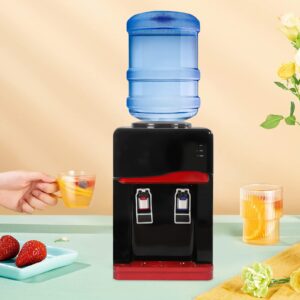 black, red desktop water cooler dispenser top loading water dispenser hot & cold water coolers with child safety lock drinking fountain, 12.2 * 12.6 * 20 in