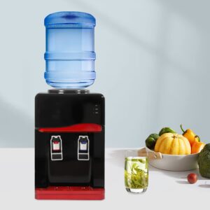 Black, Red Desktop Water Cooler Dispenser Top Loading Water Dispenser Hot & Cold Water Coolers with Child Safety Lock Drinking Fountain, 12.2 * 12.6 * 20 in