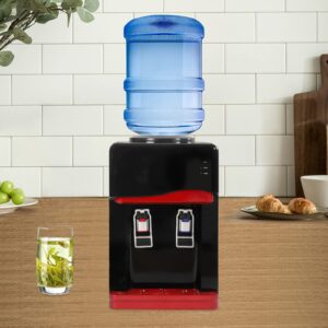 Black, Red Desktop Water Cooler Dispenser Top Loading Water Dispenser Hot & Cold Water Coolers with Child Safety Lock Drinking Fountain, 12.2 * 12.6 * 20 in