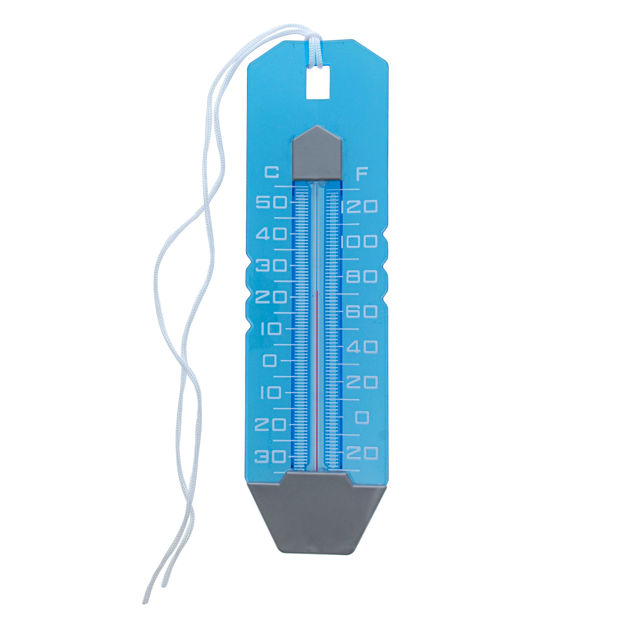 U.S. Pool Supply 10.5" Jumbo Pool Thermometer with Oversized Easy-to-Read Temperature Display, Transparent Blue, Tether String - Swimming Pools, Spas, Hot Tub - Measures Water Up to 120° F (50° C)