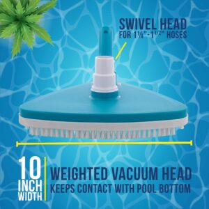 U.S. Pool Supply Weighted Triangular Pool Vacuum Head with Swivel Connection, Pole Handle, Protection Bumper - For Above Ground & In-Ground Swimming Pools – Vinyl Liner Safe, Floor Wall Corner Cleaner