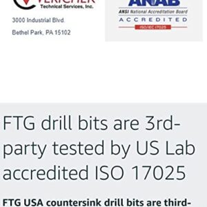 FTG USA Wood Countersink Drill Bit Set 3 Pc Countersink Drill Bit #6#8#10 Tapered Drill Bits with Improved Countersink Connection Drill Bit to Hex Shank Without Pin, 1 Stop Collar, 1 Allen Wrench