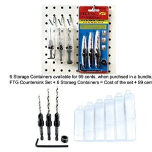 FTG USA Wood Countersink Drill Bit Set 3 Pc Countersink Drill Bit #6#8#10 Tapered Drill Bits with Improved Countersink Connection Drill Bit to Hex Shank Without Pin, 1 Stop Collar, 1 Allen Wrench