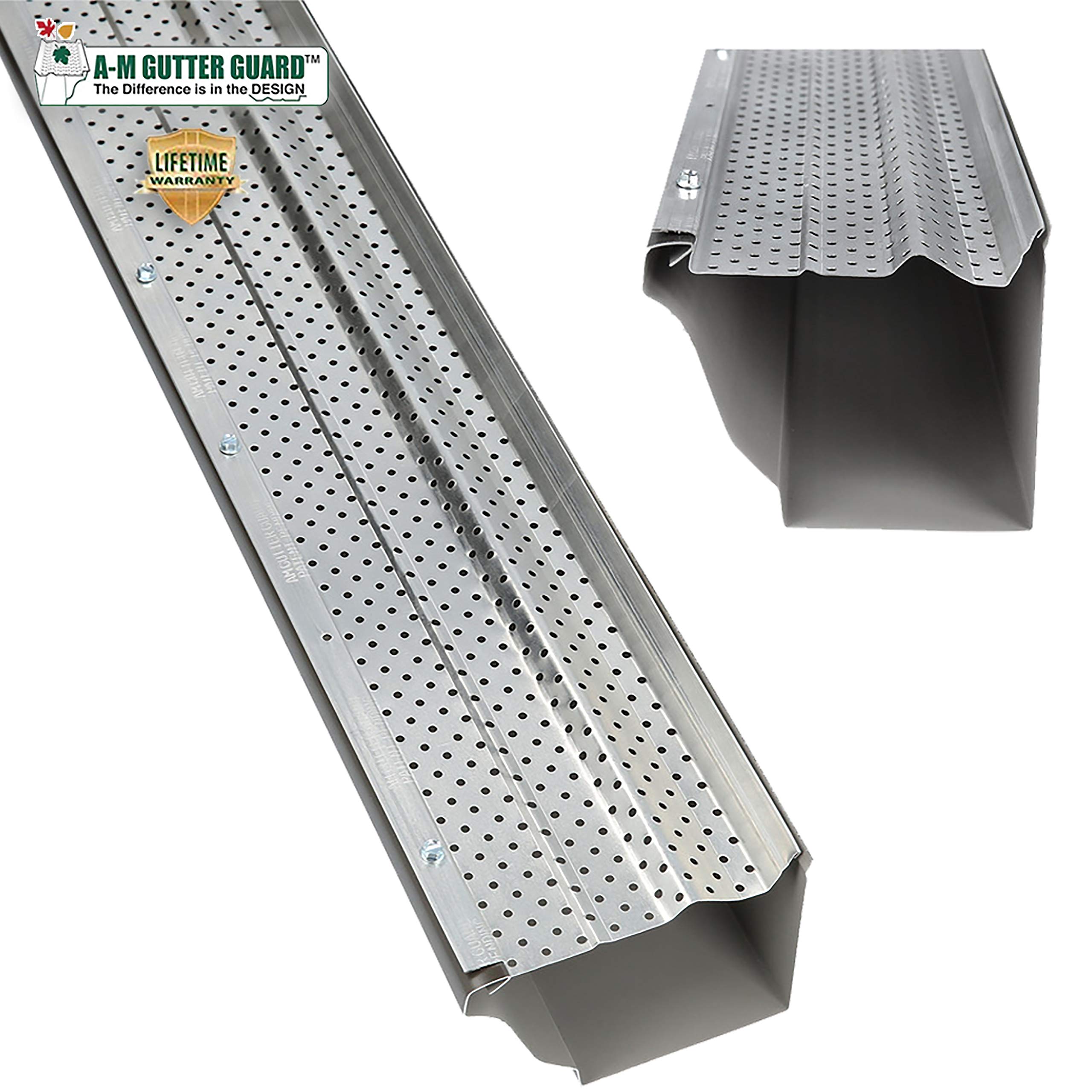 A-M Gutter Guard - Aluminum 5" (100 Feet, Mill Finish) with 100-1/2" #8 Stainless Steel Zip Screws - Includes 1/4" Magnetic Hex Driver