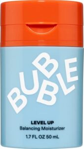 bubble skincare level up balancing gel moisturizer - zinc pca, niacinamide + yarrow extract improves texture, radiance & restores hydration - shine-free face moisturizer for acne prone skin (50ml)