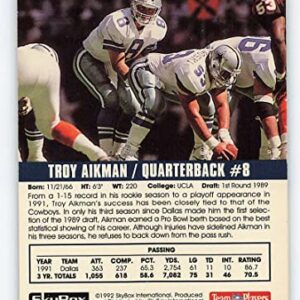 1992 SkyBox Primetime #8 Troy Aikman NM-MT Dallas Cowboys Football Trading Card NFL