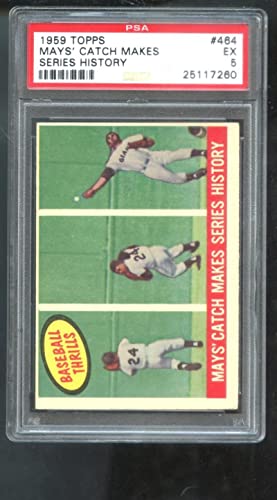 1959 Topps 464 Willie Mays Catch Makes Series History PSA 5 Graded Baseball Card - Baseball Slabbed Rookie Cards