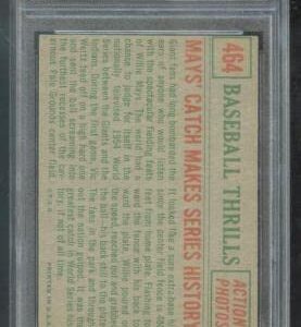 1959 Topps 464 Willie Mays Catch Makes Series History PSA 5 Graded Baseball Card - Baseball Slabbed Rookie Cards