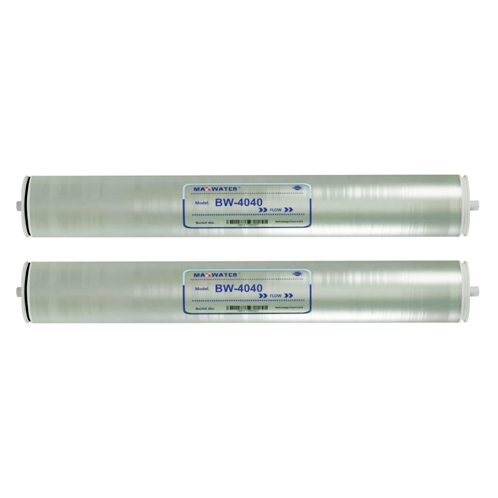 Max Water Brackish Water RO Membrane Element-BW-4040 2400 GPD, Commercial Reverse Osmosis size 4" x 40" good for Industrial, Municipal, Waste Water Re-Use, Car Wash, Whole House etc. (Pack of 2)