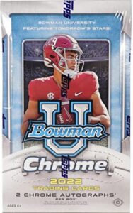 2022 bowman chrome university football hobby box (24 packs/4 cards: 2 autos)