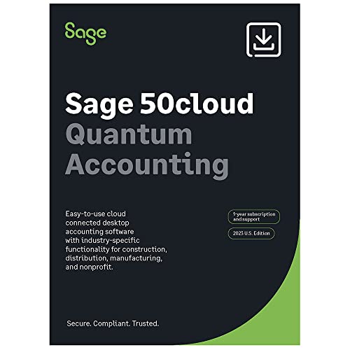 Sage 50cloud Quantum Accounting 2023 U.S. 3-User 1-YR Subscription Cloud Connected Small Business Accounting Software [PC Download]