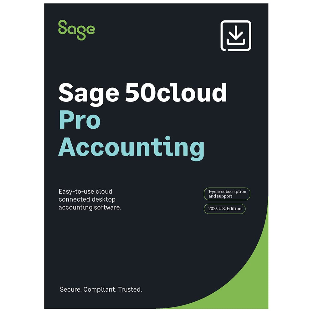 Sage 50cloud Pro Accounting 2023 U.S. 1-YR Subscription Business Accounting Software [PC Download]