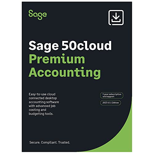 Sage 50cloud Premium Accounting 2023 U.S. 3-User 1-YR Subscription Cloud Connected Small Business Accounting Software [PC Download]