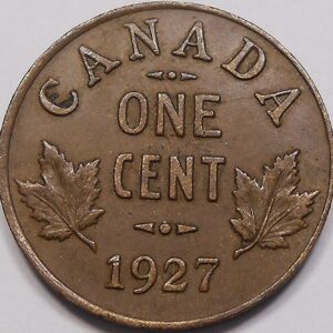 1920-1936 1 Cent Canadian Coin. Issued Under King George V, A British and Canada Royal. 1 Cent Graded By Seller. Circulated Condition.