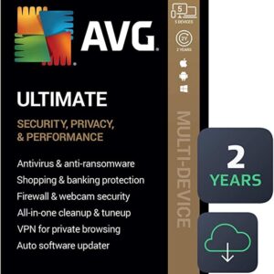 AVG Ultimate 2023 | Antivirus+Cleaner+VPN | 5 Devices, 2 Years [PC/Mac/Mobile] [Digital Code]