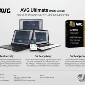 AVG Ultimate 2023 | Antivirus+Cleaner+VPN | 5 Devices, 2 Years [PC/Mac/Mobile] [Digital Code]