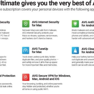 AVG Ultimate 2023 | Antivirus+Cleaner+VPN | 5 Devices, 2 Years [PC/Mac/Mobile] [Digital Code]