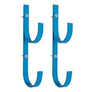 u.s. pool supply set of 2 blue aluminum pool hangers for telescopic poles - store poles with nets, vacuums, hoses & attachments - organize swimming pool area, accessory equipment