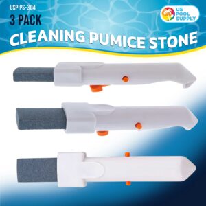 U.S. Pool Supply Pool Cleaning Pumice Stone with Pole Handle, 3 Pack - Clean Remove Rust Stains on Concrete, Calcium Build-Up on Tiles, Scrub Debris Off Walls, Floors, Steps, Corners