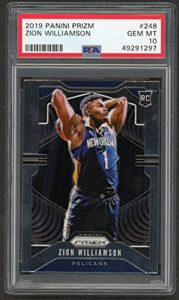 zion williamson 2019 panini prizm basketball rookie card rc #248 graded psa 10