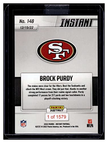 BROCK PURDY RC 2022 Panini Instant /1579 ROOKIE #148 49ers MT-MT+ NFL Football