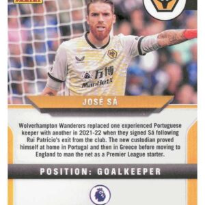 2021-22 PANINI PRIZM PREMIER LEAGUE #46 JOSE SA WOLVERHAMPTON WANDERERS SOCCER OFFICIAL TRADING CARD OF THE PRO