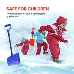 Kids' Snow Shovel – Steel Shaft with Ergonomic Handle – Snow Shovel for Kids Blue – Works Great for The Car as an Emergency Shovel for Home Garage & Garden