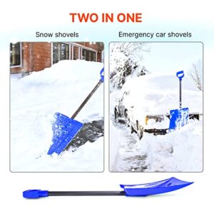 Kids' Snow Shovel – Steel Shaft with Ergonomic Handle – Snow Shovel for Kids Blue – Works Great for The Car as an Emergency Shovel for Home Garage & Garden