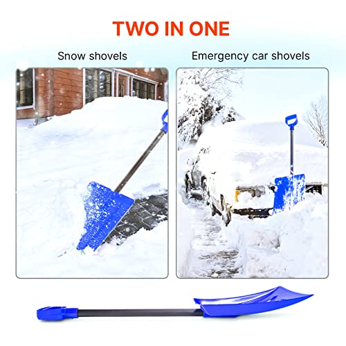 Kids' Snow Shovel – Steel Shaft with Ergonomic Handle – Snow Shovel for Kids Blue – Works Great for The Car as an Emergency Shovel for Home Garage & Garden