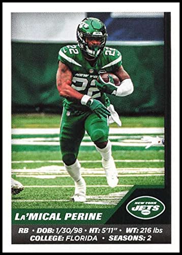 2021 Panini Stickers #92 La'Mical Perine New York Jets NFL Football Mini Sticker Trading Card