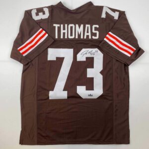 facsimile autographed joe thomas cleveland brown reprint laser auto football jersey size men's xl