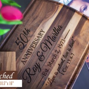 Personalized Wood Cutting Board Handmade in USA – Best Serves as Chopping board, Charcuterie board, Cheese board – Unique Wooden 50th Wedding Anniversary Gift for Couple, 50th Anniversary Couple Gift