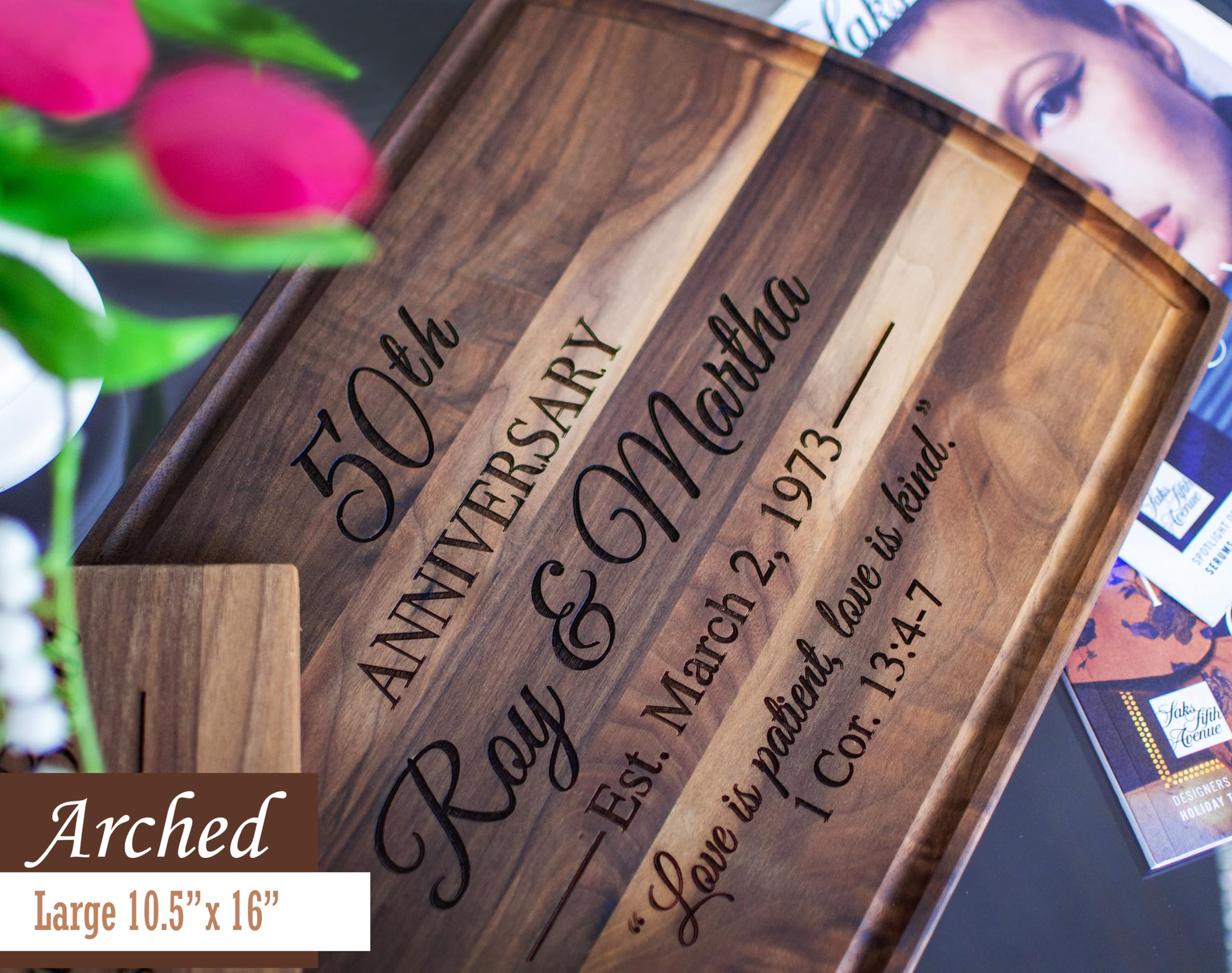 Personalized Wood Cutting Board Handmade in USA – Best Serves as Chopping board, Charcuterie board, Cheese board – Unique Wooden 50th Wedding Anniversary Gift for Couple, 50th Anniversary Couple Gift