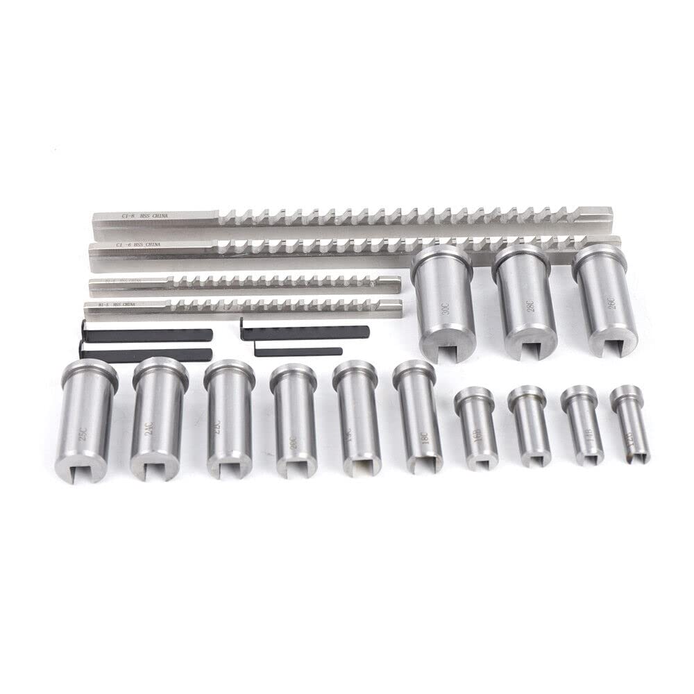 22pcs Keyway Broach Set Metric,HSS Broaching Cutter Industrial Broaching Tools for Lathe,B-4mm,B-5mm,C-6mm,C-8mm Keyway Size