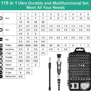 [2023 Upgraded] AXTH 115 in 1 [Military-Grade] Precision Screwdriver Set Professional Magnetic Mini Repair Tool Kit for Phone, Computer, Watch, Laptop, Xbox, Macbook, Eyeglass, Electronic