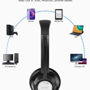 New bee USB Headset 270° Rotatable Microphone Computer Headset in-line Controls Call Center Stereo Wired PC Headset Ultra Comfort for Skype, Zoom, Laptop, Phone, PC, Tablet