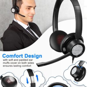 New bee USB Headset 270° Rotatable Microphone Computer Headset in-line Controls Call Center Stereo Wired PC Headset Ultra Comfort for Skype, Zoom, Laptop, Phone, PC, Tablet