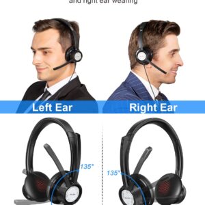 New bee USB Headset 270° Rotatable Microphone Computer Headset in-line Controls Call Center Stereo Wired PC Headset Ultra Comfort for Skype, Zoom, Laptop, Phone, PC, Tablet