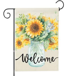 spring garden flags, welcome floral garden flag, easter garden flag, seasonal yard flags house flags, flower yard flag, garden flags for outside front door, mailbox, poolside, lakeside (sunflower)