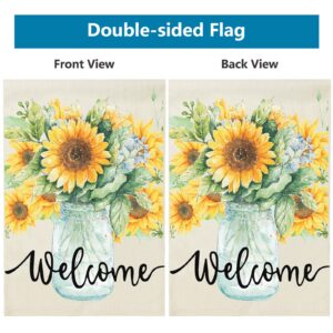 Spring Garden Flags, Welcome Floral Garden Flag, Easter Garden Flag, Seasonal Yard Flags House Flags, Flower Yard Flag, Garden Flags for Outside Front Door, Mailbox, Poolside, Lakeside (Sunflower)