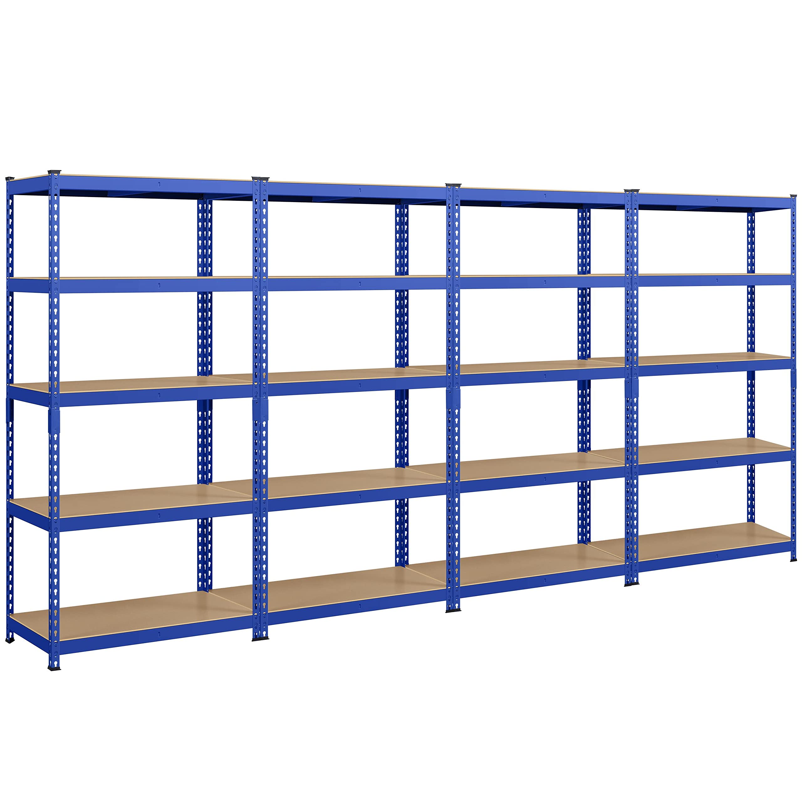 Topeakmart 4PCS 5-Tier Utility Shelves, Metal Storage Shelves Garage Shelving Unit Adjustable Garage Storage Shelves Storage Racks Heavy Duty Shed Shelving- Blue, 35.5 x 17.5 x 72 Inch