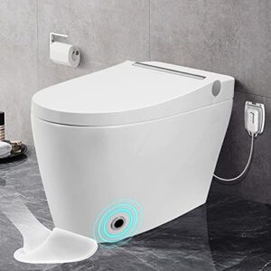 cosvalve heated seat smart toilet, one piece toilet, automatic flush tankless toilet without bidet, foot sensor flush, blue night light, knob control, power outage flushing