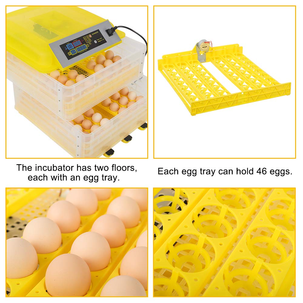 2 in1 Egg Incubator, 96 Eggs Fully Automatic Digital Poultry Hatcher Machine Breeder with Temperature Control and Auto Turning for Hatching Chicken Duck Goose Quail Birds